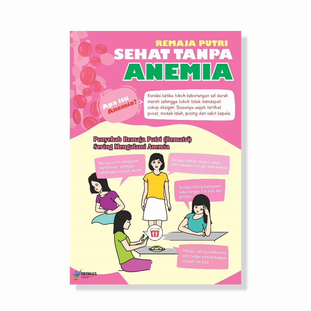 Jual Poster Kesehatan Tetap Sehat Bebas Anemia, Poster Kesehatan ...
