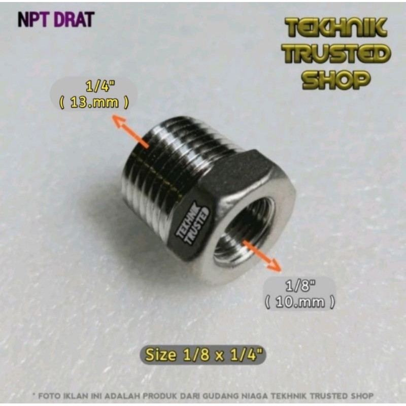 Jual Vlock ring nepel drat NPT Female 1/8" x 1/4" Male flok bushing ...