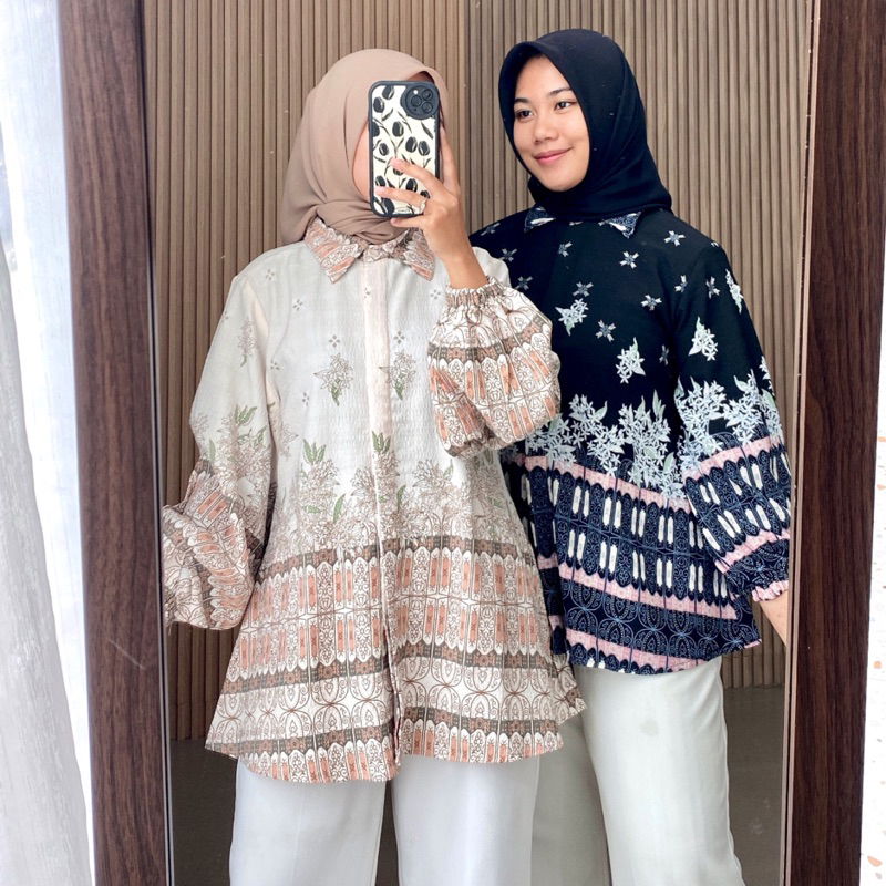 Jual HANAKO 20 | Kemeja Basic Motif Bunga | Shopee Indonesia
