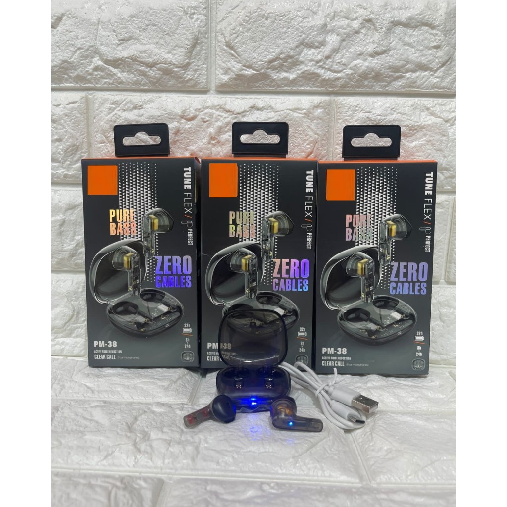 Jual Handsfree Bluetooth Tws Transparan PM-38 Pure Bass headset ...
