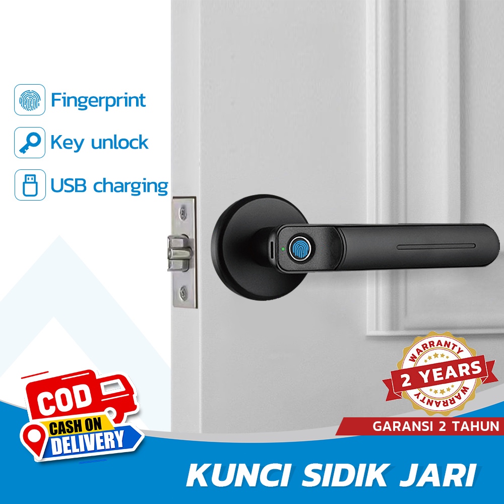Jual Kunci Pintu rumah Elektronik Fingerprint Handle USB charge kunci pintu sidik jari Smart ...