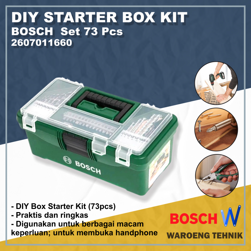 Jual DIY Starter Tool Box Hand Tool Kit BOSCH 73 Pcs Perkakas Multifungsi 2607011660 | Shopee ...