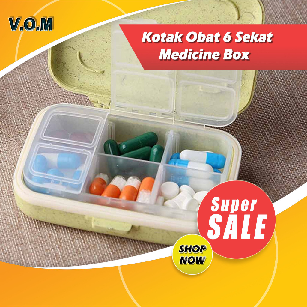 Jual Kotak Obat 6 Sekat Kedap Udara Tempat Vitamin Pill Medicine Box ...