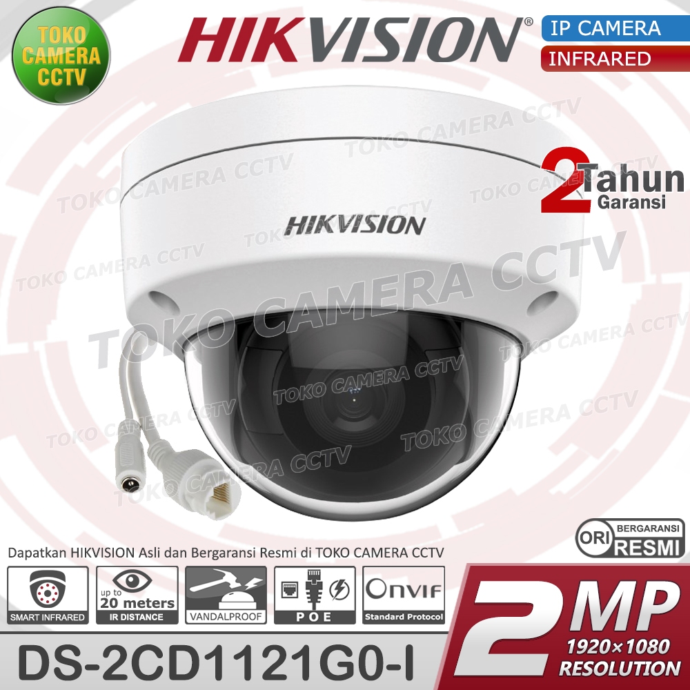 Jual IP CAMERA 2MP HIKVISION DS-2CD1121G0-I DOME KAMERA CCTV POE IR | Shopee Indonesia