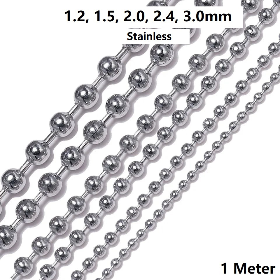 Jual Rantai Biji lada Bola Uk 1.2mm-3.0mm Meteran Stainless Harga ...