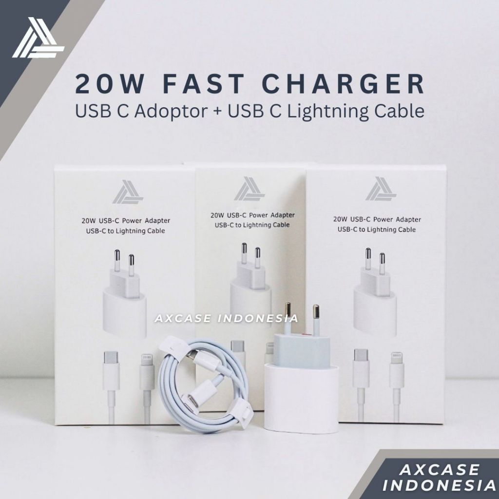 Jual Charger iPhone Adaptor 20 Watt Fast Charging USB C to Lightning 20W Cable (1 SET) | Shopee ...