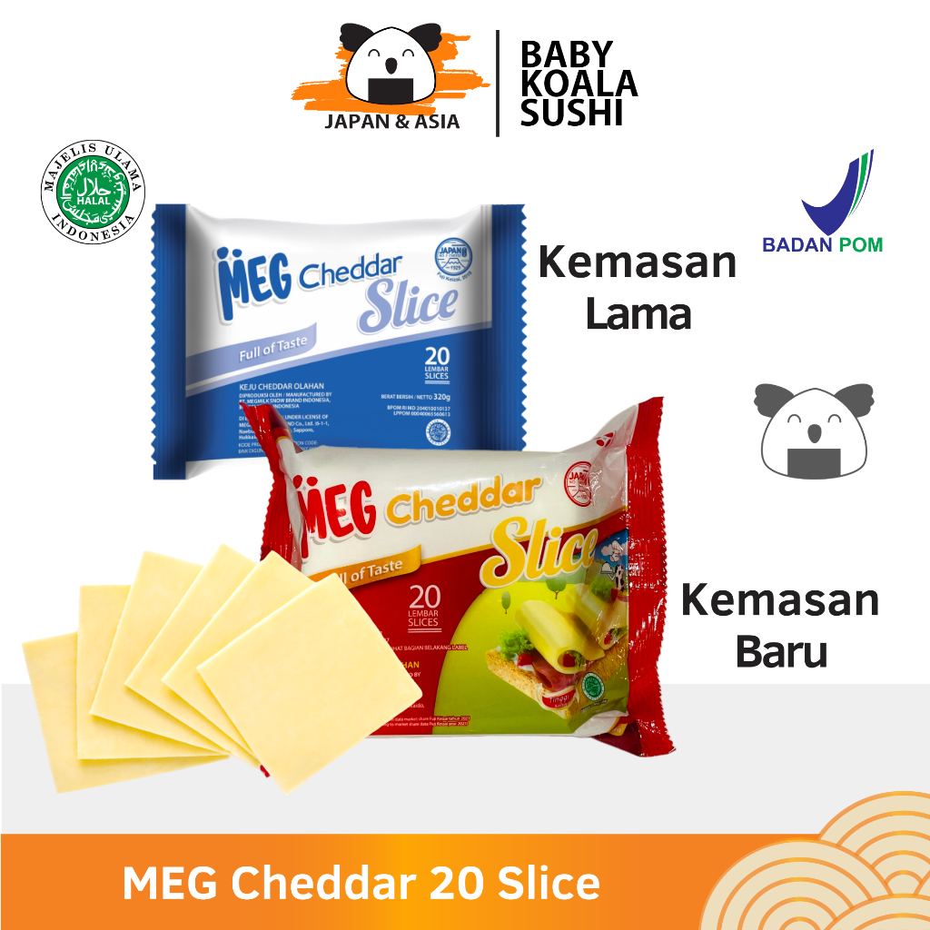 Jual MEG CHEESE Keju Cheddar Slice 20 Lembar Halal │ Chedar | Shopee ...