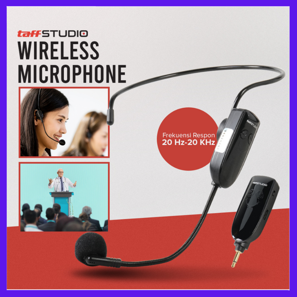 Jual TaffSTUDIO Wireless Microphone 2.4G Headset with Transmitter - HX-W021 - Black | Shopee ...