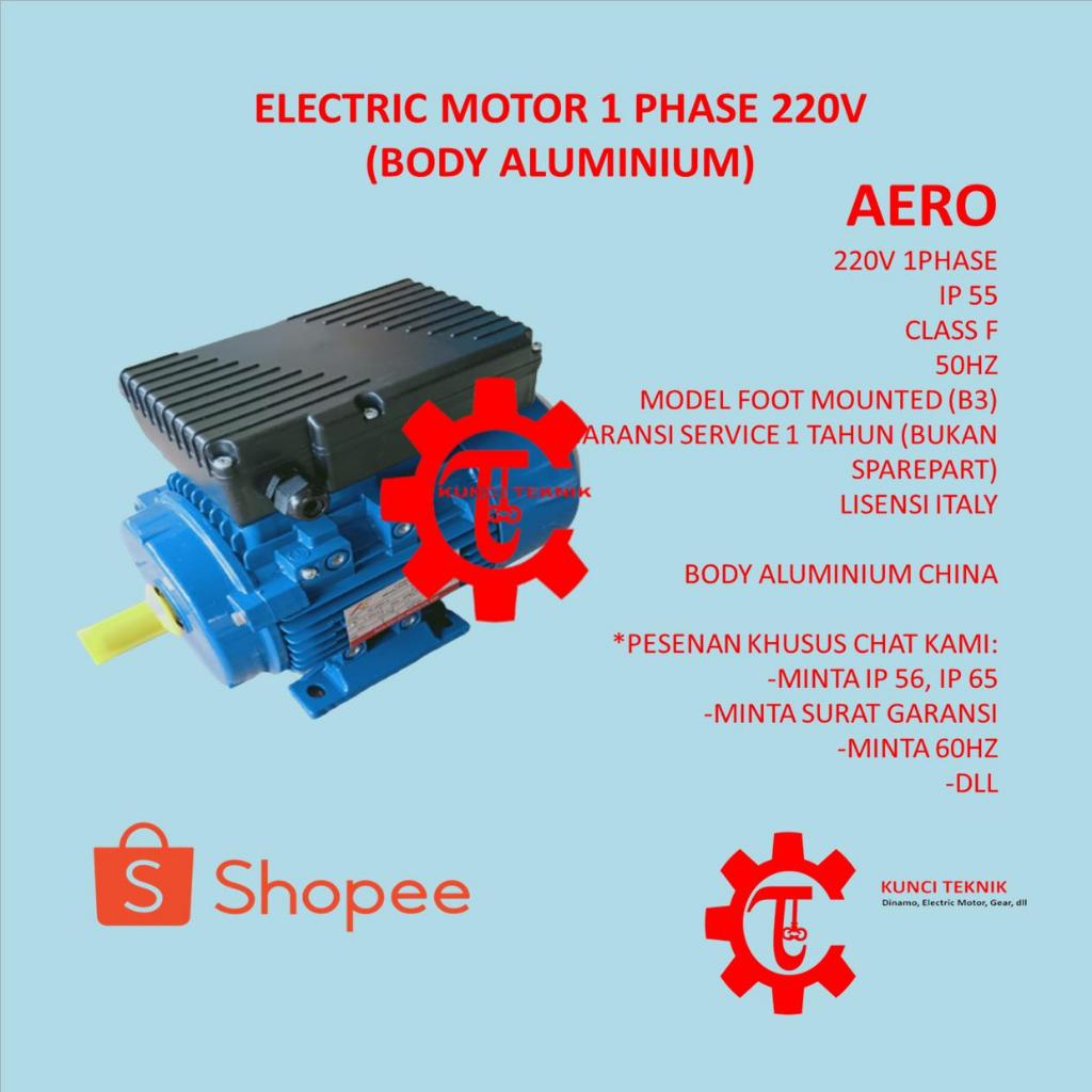 Jual AERO 0.5hp 0.37kw 220v 1Phase 2Pole B3 Foot Mounted Elektro Motor ...