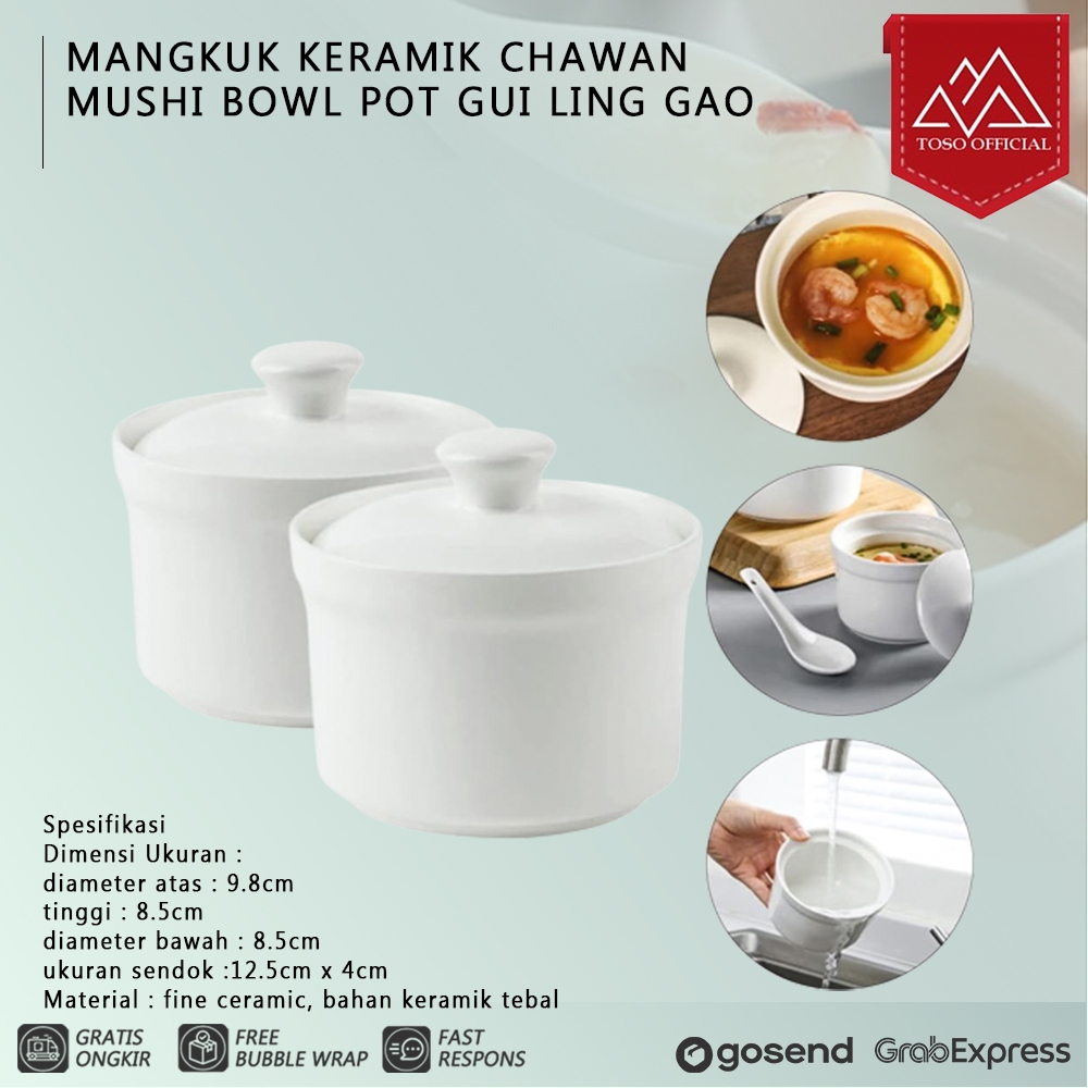 Jual TOSO Mangkuk Keramik Chawan Mushi Bowl Soup Pot Gui Ling Gao Miso ...