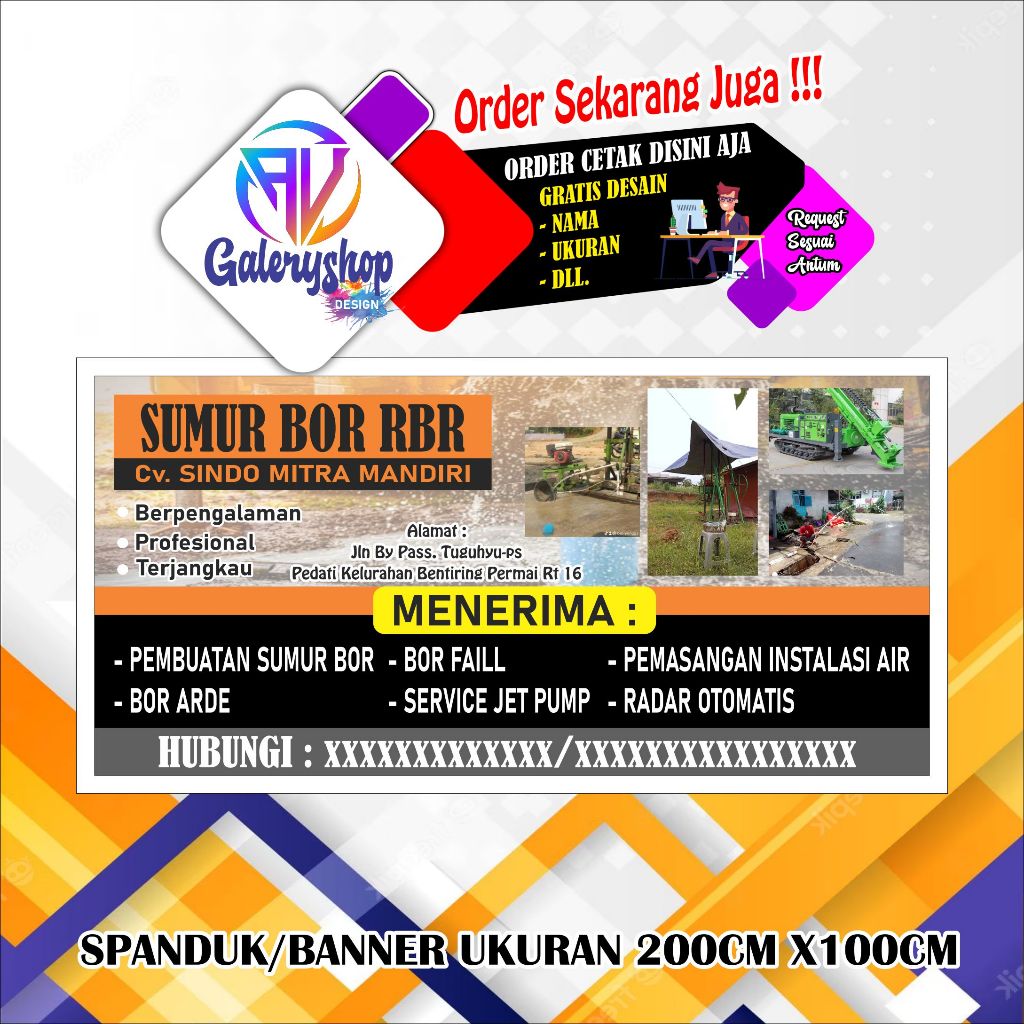 Jual mmt,spanduk,banner, promosi jasa gali sumur bor dll 200x100 cm ...