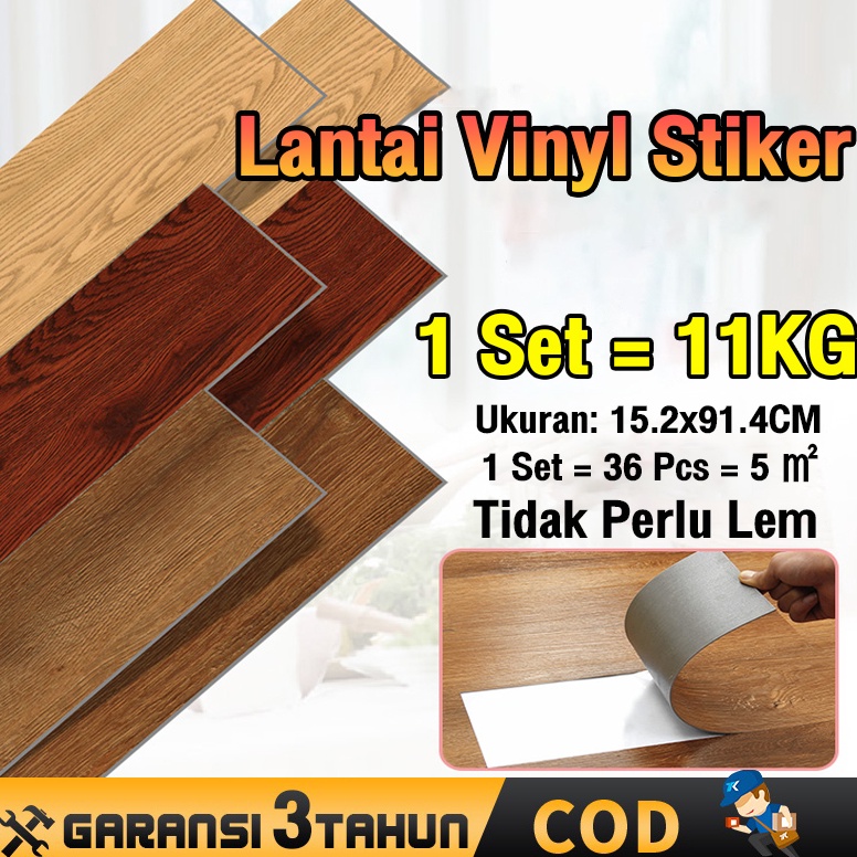Jual Diskon promo 1 BOX (36 Pcs) Floor Vinyl Lantai Stiker / 91.5cm x 15,2cm / Lantai kayu ...