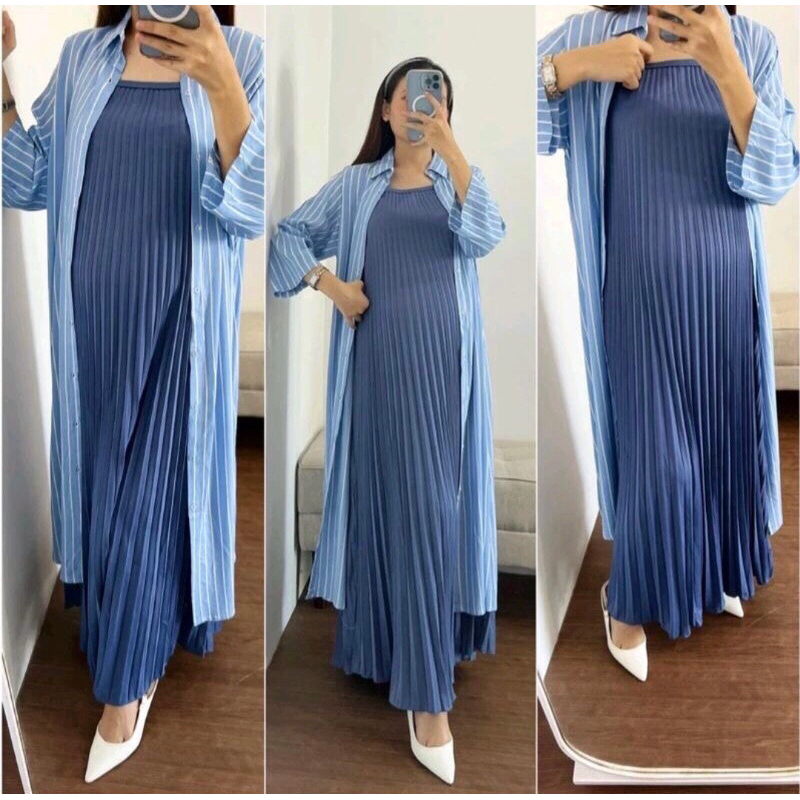 Jual (07) Inner Dress Plisket Payung Mayung / Maxy Dress Pleats ...
