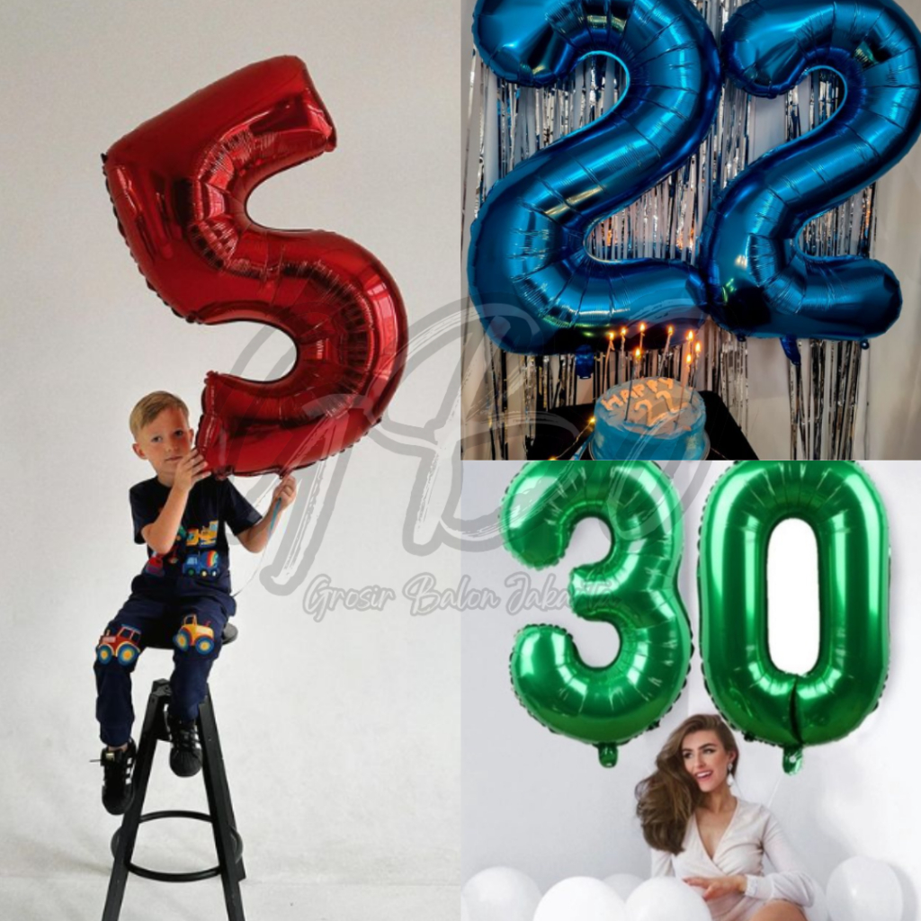 Jual Balon Foil Angka BESAR - 80cm (Merah, Biru, Hijau) | Shopee Indonesia