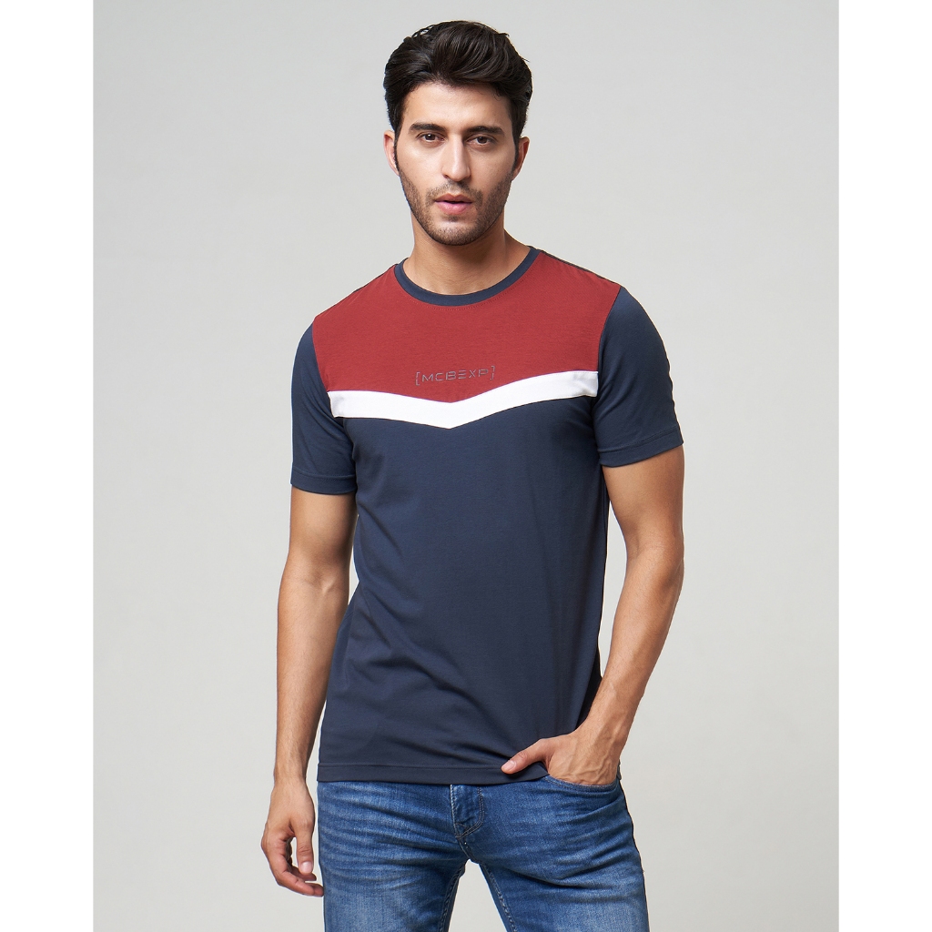 Jual MCB T-shirt Man Reguler Fit Kombinasi Cut Sew Kaos Hitam Blueberry ...