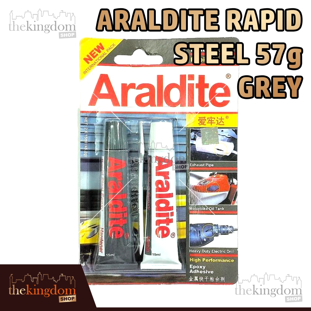 Jual Araldite Rapid Steel 57g Grey Epoxy Perekat Lem Hitam Karet Nikel ...