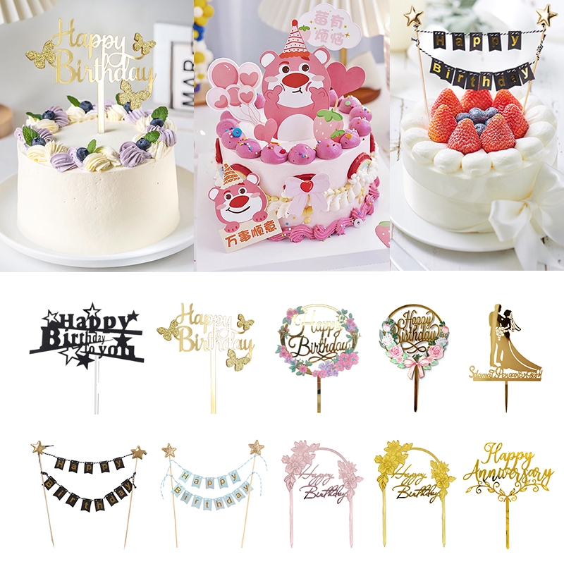 Jual 10pcs cake topper Happy birthday Toper kue ultah ulang Barakallah ...