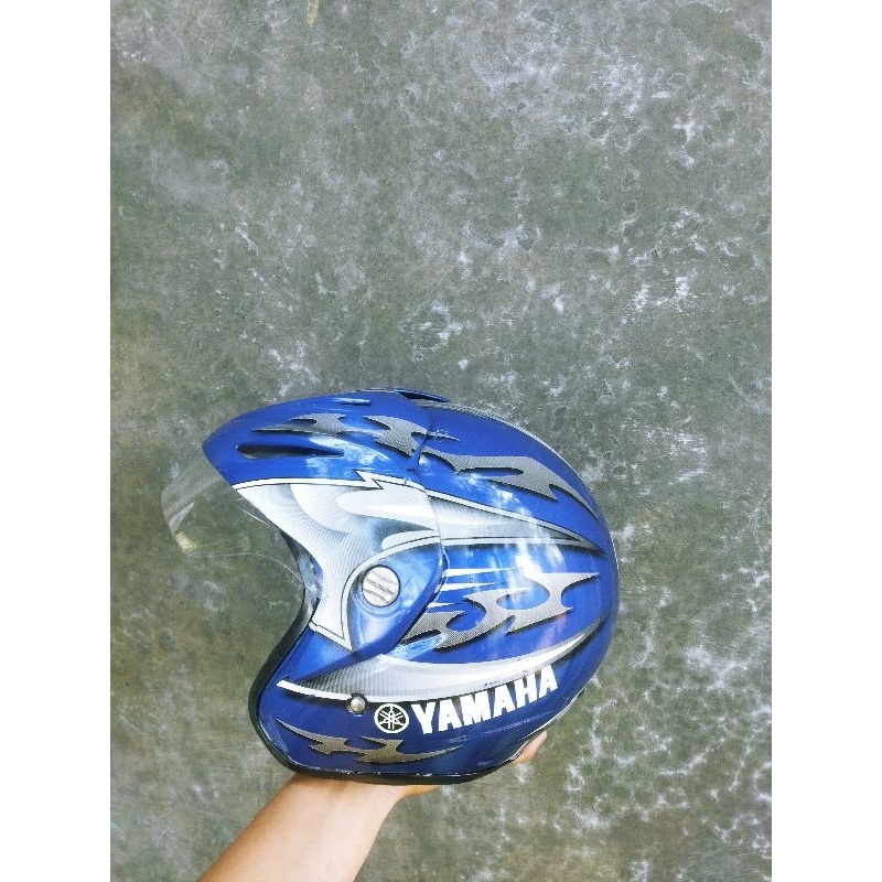 Jual Helm Yamaha Nouvo Half Face Original Biru Bawaan Motor | Shopee ...