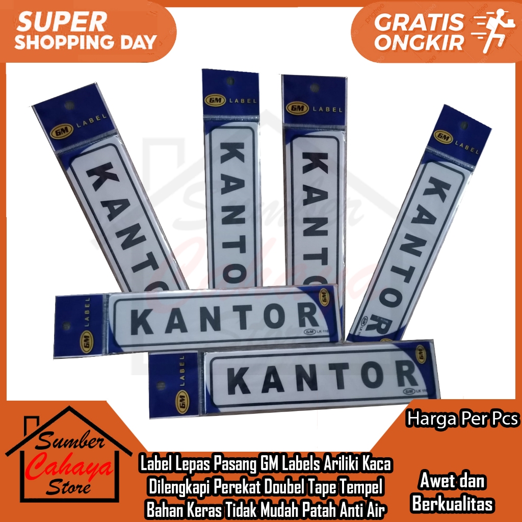 Jual Label Kantor Akrilik Stiker Papan Teks Sticker Lepas Pasang GM ...