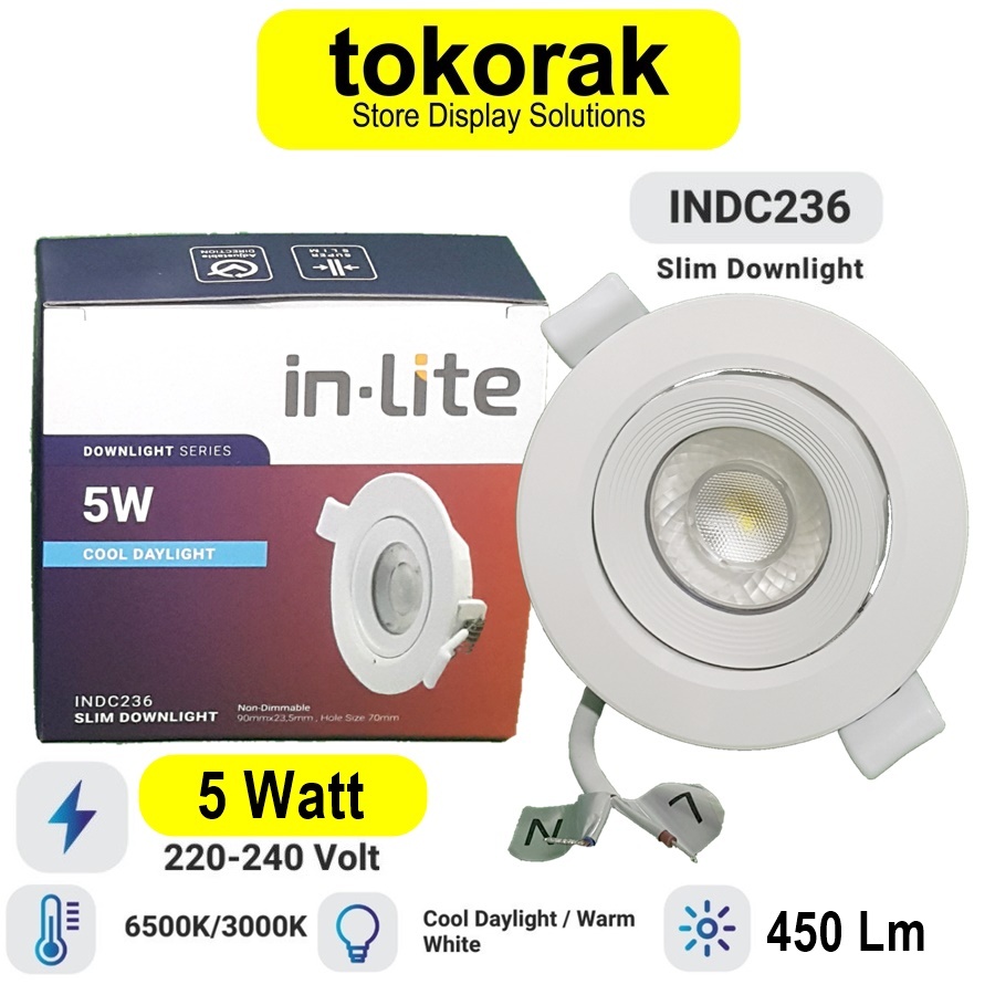 Jual IN LITE LAMPU SPOTLIGHT SLIM DOWNLIGHT INDC236 5 WATT 5W 5 W 5WATT INLITE SPOT LIGHT LED 5W ...