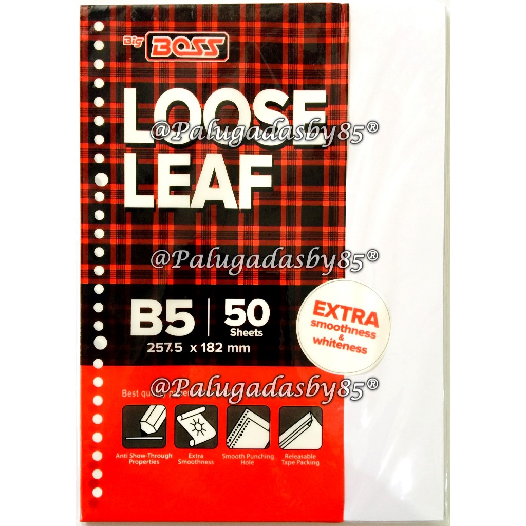 Jual (1 Pak Isi 50 Lembar) GROSIR Loose Leaf BIG BOSS B5 50 Lembar Polos Tanpa Garis / BigBoss ...