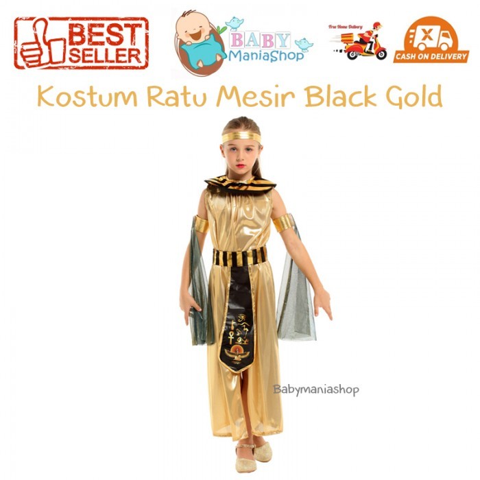 Jual Kostum Ratu Mesir Black Gold Egypt Cleopatra Cosplay Princess Baju ...