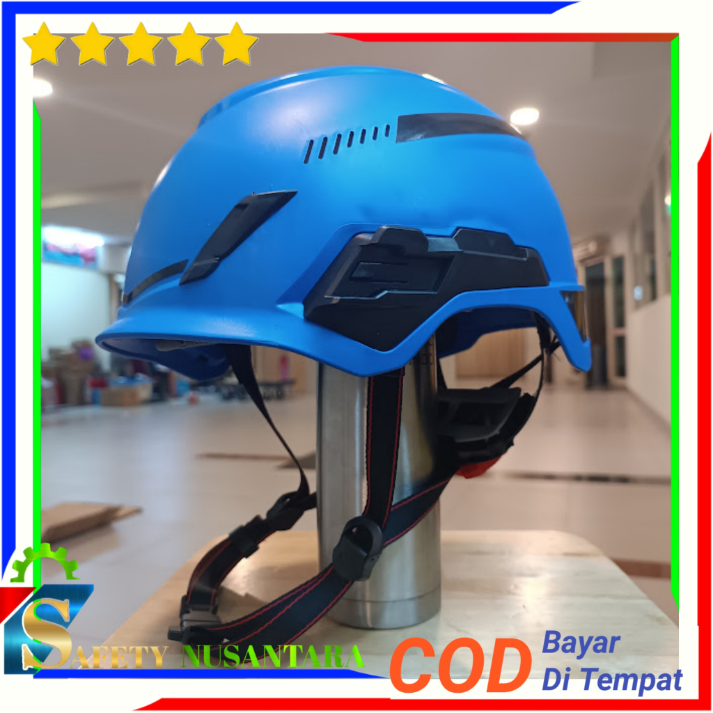Jual Helm Climbing MSA V-Gard H1 Trivent SNI Biru - Helm Safety Rescue ...