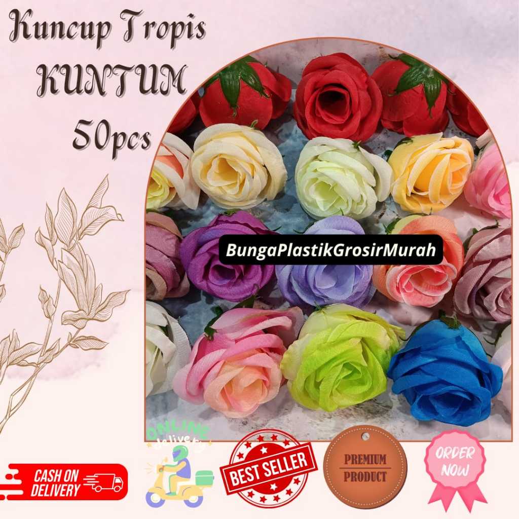 Jual Bunga Mawar Kuncup Tropis Kuntum Saja / 1 Pack (Isi 45-50 Pcs ...
