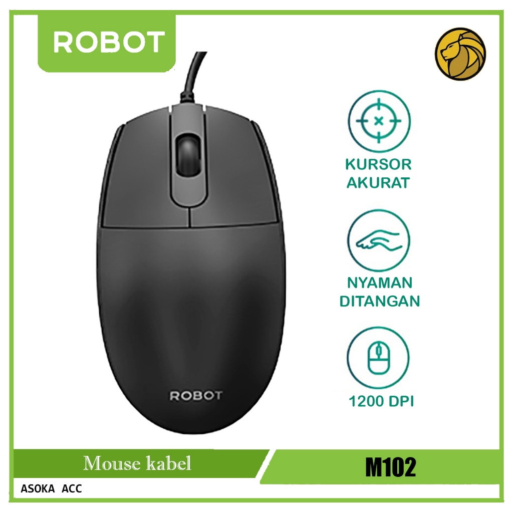 Jual Robot M102 M100 Wired Mouse 1200 DPI - Mouse Kabel Black | Shopee ...