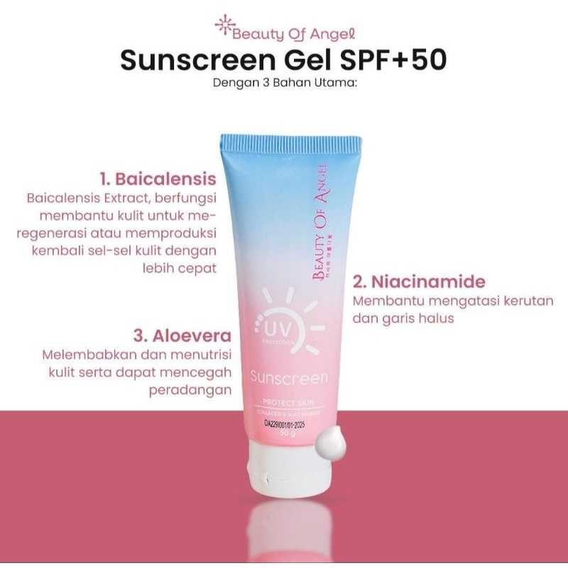 Jual Beauty Of Angel Sunscreen Gel SPF 50 PA+++ 50 gr Sunsreen | Shopee ...