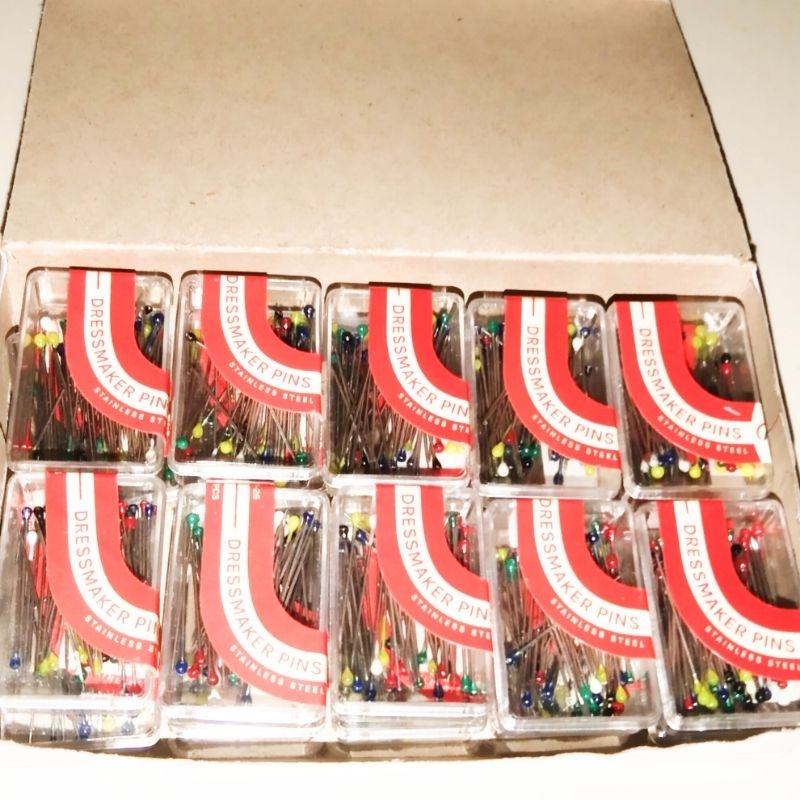 Jual Satu Box Isi 20 Kotak Jarum pentul Dressmaker pins 1"/ Pendek ...