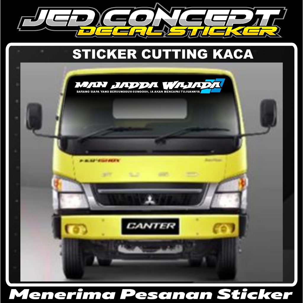 Jual sticker cutting kaca canter man jadda wajada ukuran 120 cm x 14 cm ...