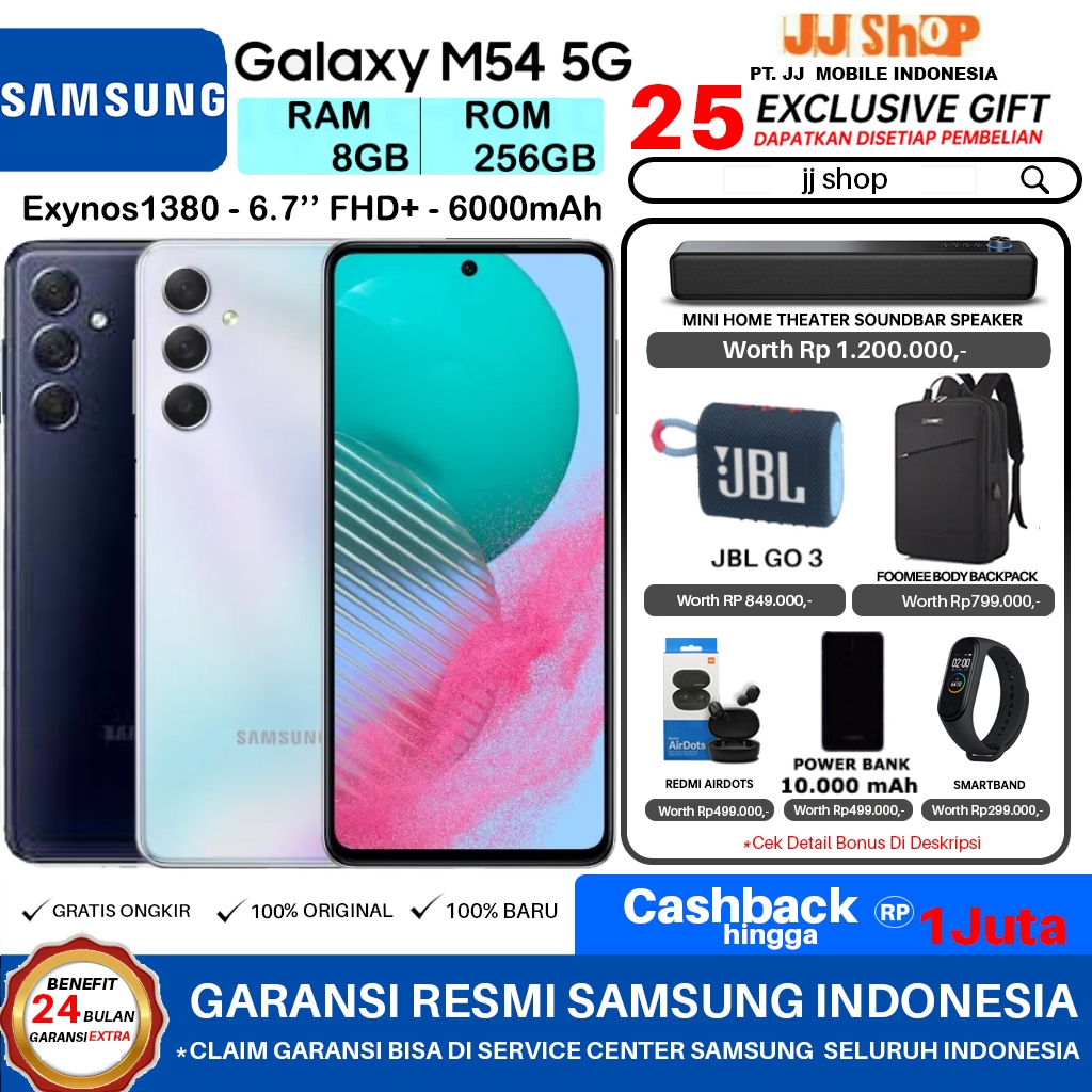 Jual SAMSUNG GALAXY M54 5G 8/256 GB RAM 8GB ROM 256GB GARANSI RESMI SEIN | Shopee Indonesia