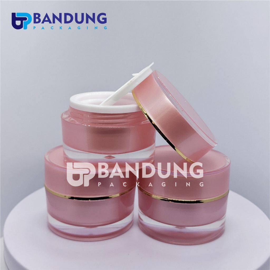 Jual Pot Cream Akrilik Bulat Pink List Gold 10 Gram | Shopee Indonesia