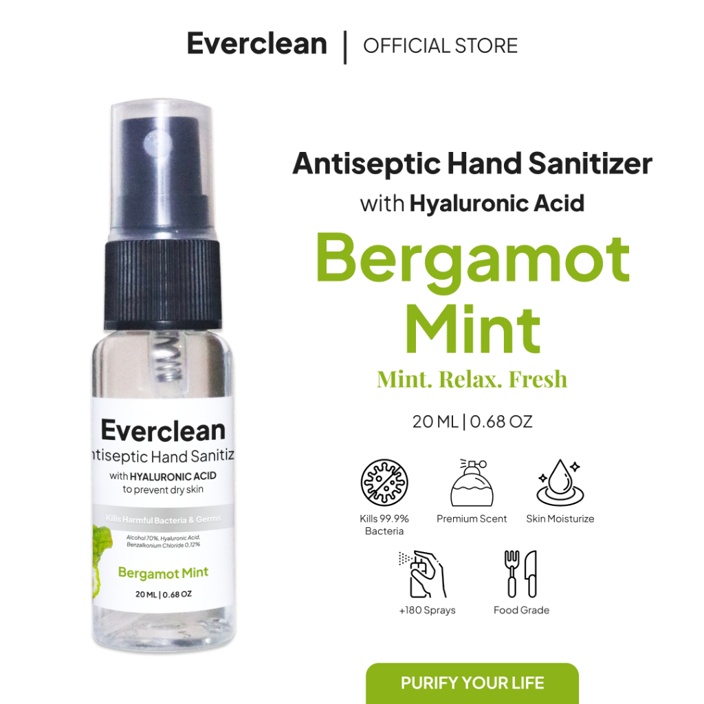 Jual Everclean Hand Sanitizer with Hyaluronic Acid - Bergamot Mint 20ml ...