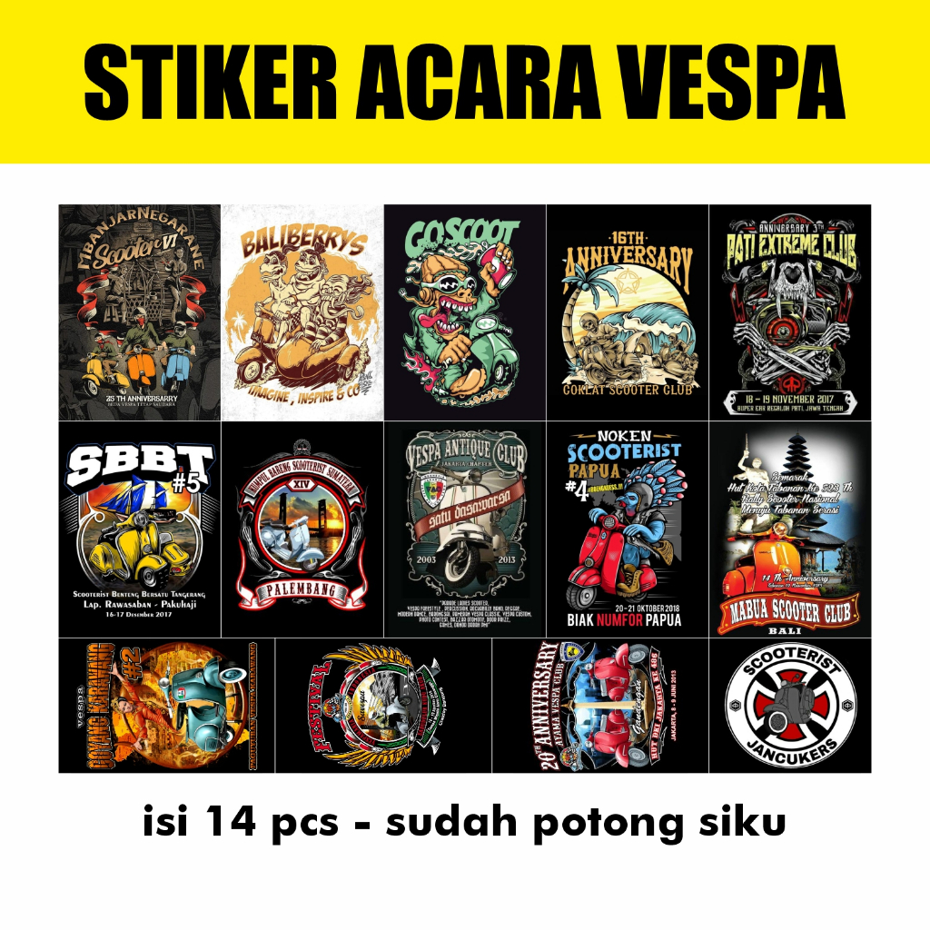 Jual Stiker Acara Vespa, Sticker Event annyversary Vespa, Stiker Motor ...