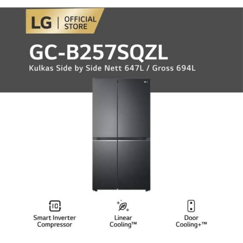 Jual LG GC-B257SQZL KULKAS SIDE BY SIDE INVERTER 697 L GCB257SQZL | Shopee Indonesia