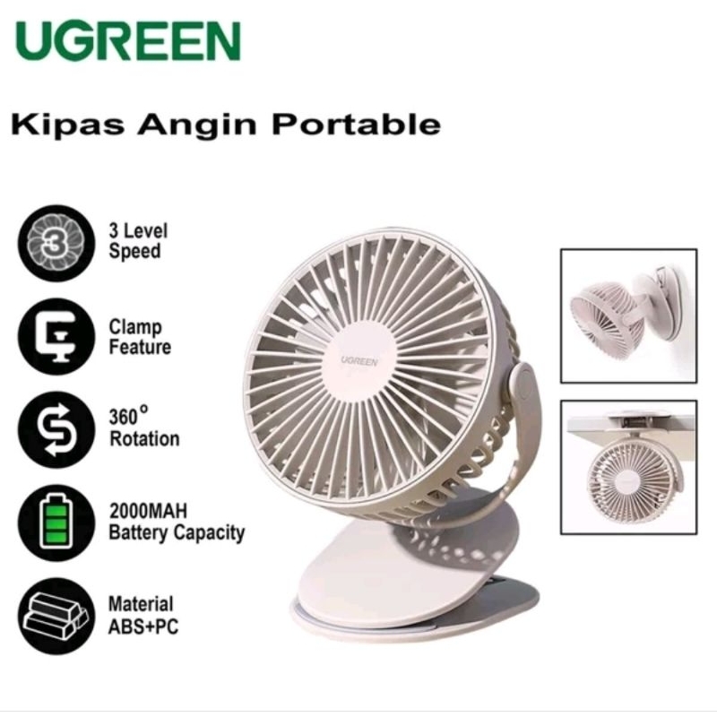 Jual Ugreen Kipas Angin Mini Meja Portable USB FAN Clip 3Speed 360 ...