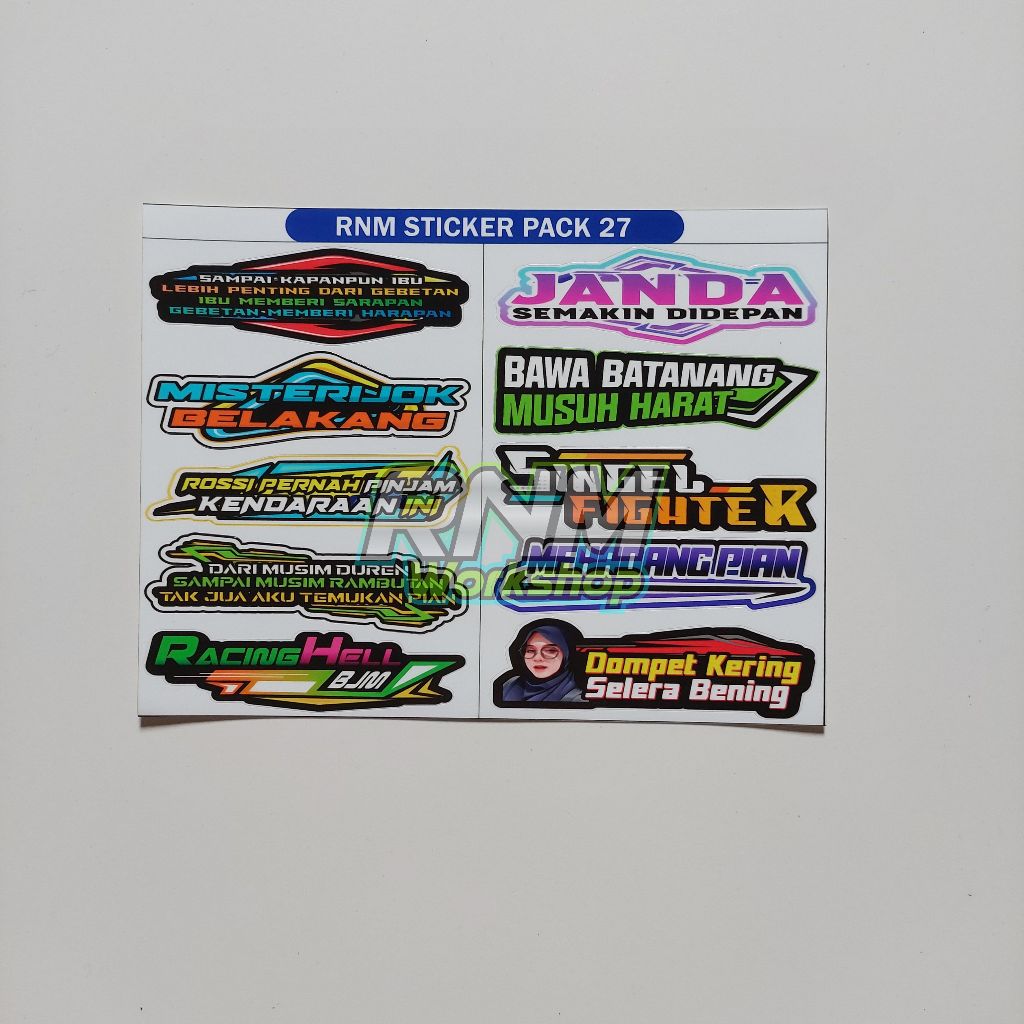 Jual Sticker/stiker set pack viral kata - kata racing kekinian isi 10 ...