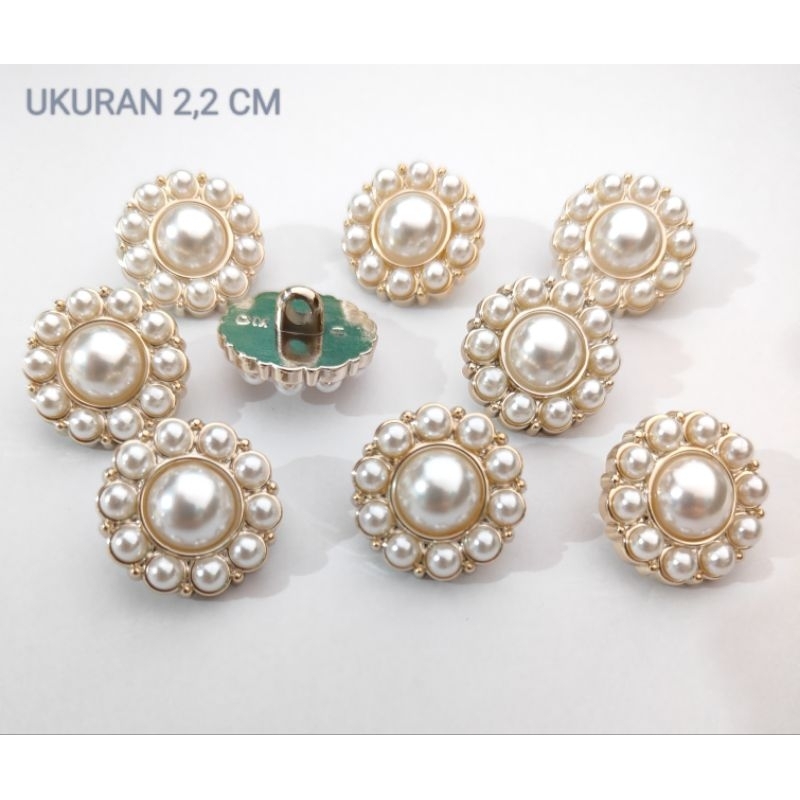 Jual 12 Pcs Kancing Mutiara Hias Mewah Motif Bunga Ukuran | Shopee ...