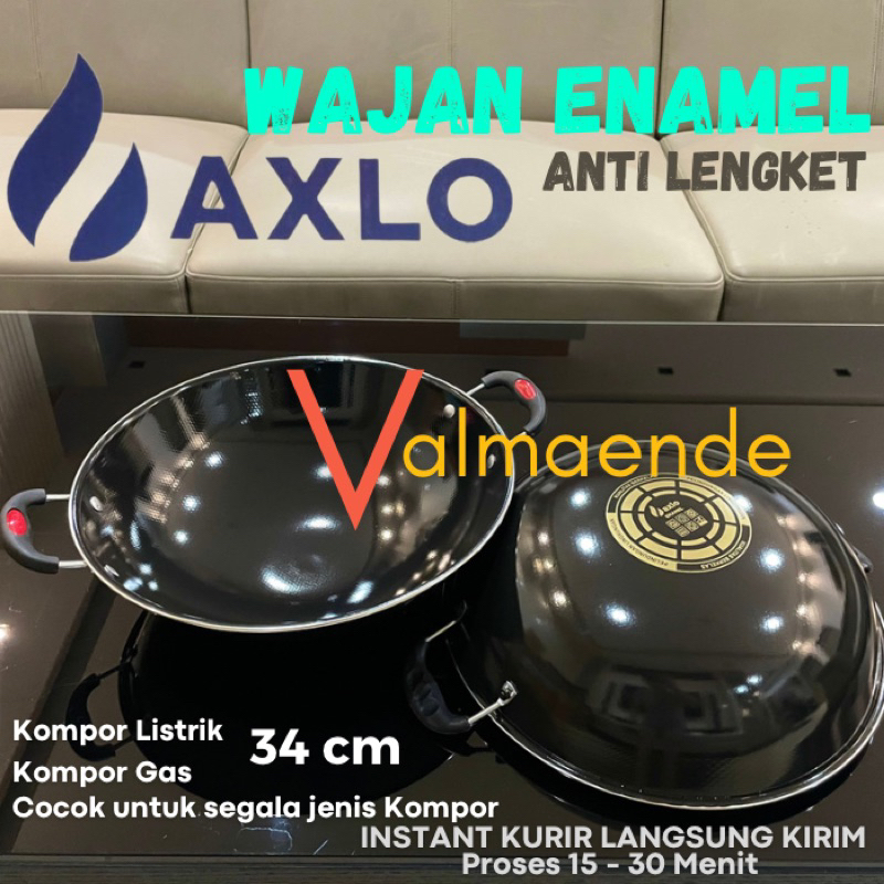 Jual Wajan Enamel Anti Lengket Wajan Panci Goreng 34cm Wok Serbaguna ...