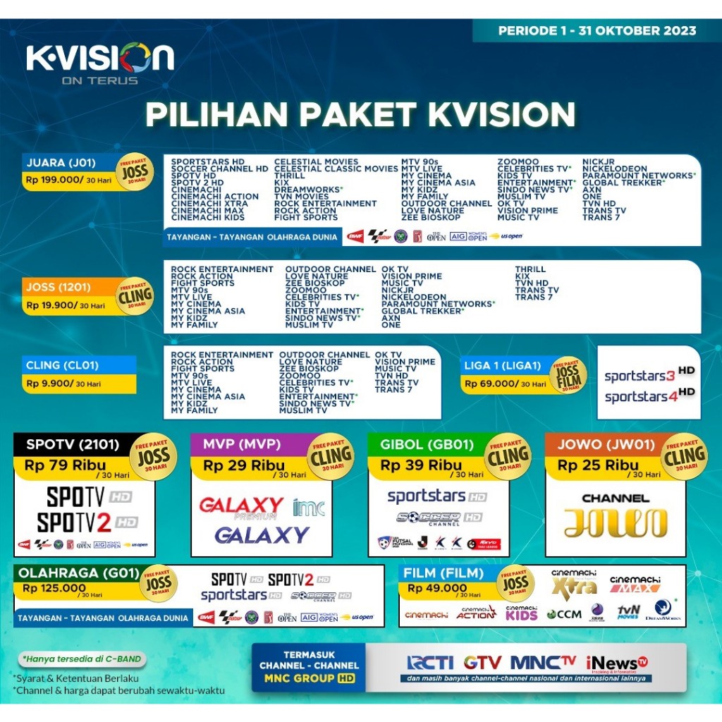 Jual PAKET KVISION K-vision GIBOL SPOTV FILM OLAHRAGA JUARA 30 Hari ...