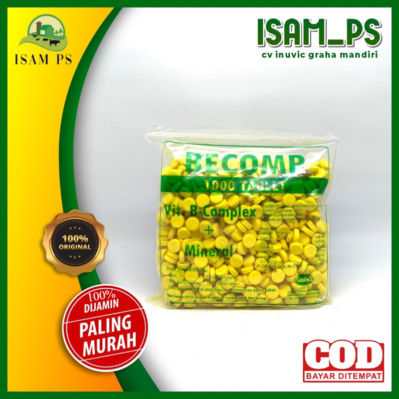 Jual BECOMPE 1000 tablet/vitamin B Complexs plus mineral ternak(becom ...