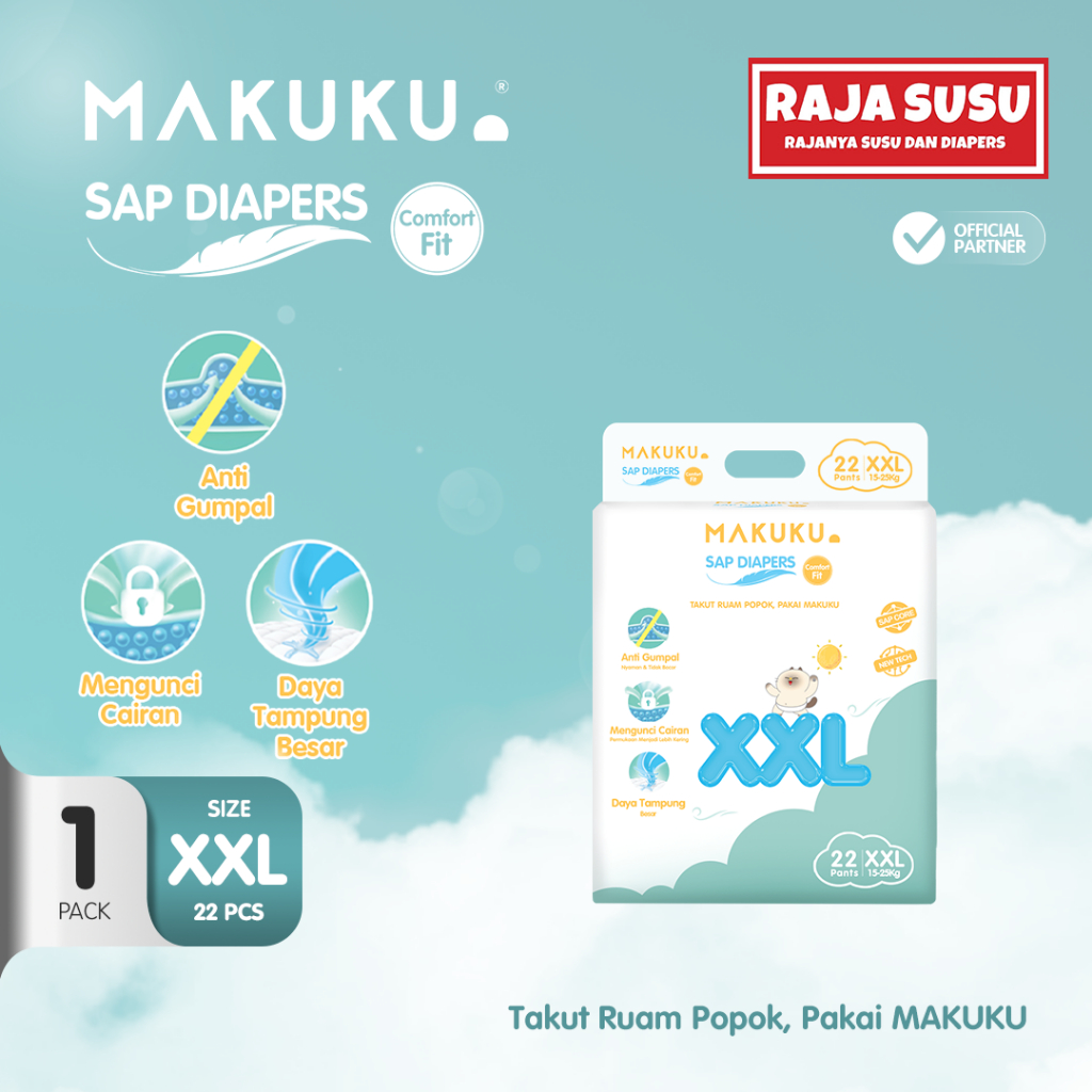 Jual [1 PACK] MAKUKU SAP Diapers Comfort fit Pants XXL22 - Popok Bayi ...