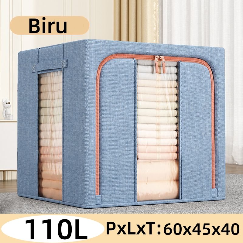 Jual box lipat 66L/110L storage box linen katun lebih tebal kotak ...