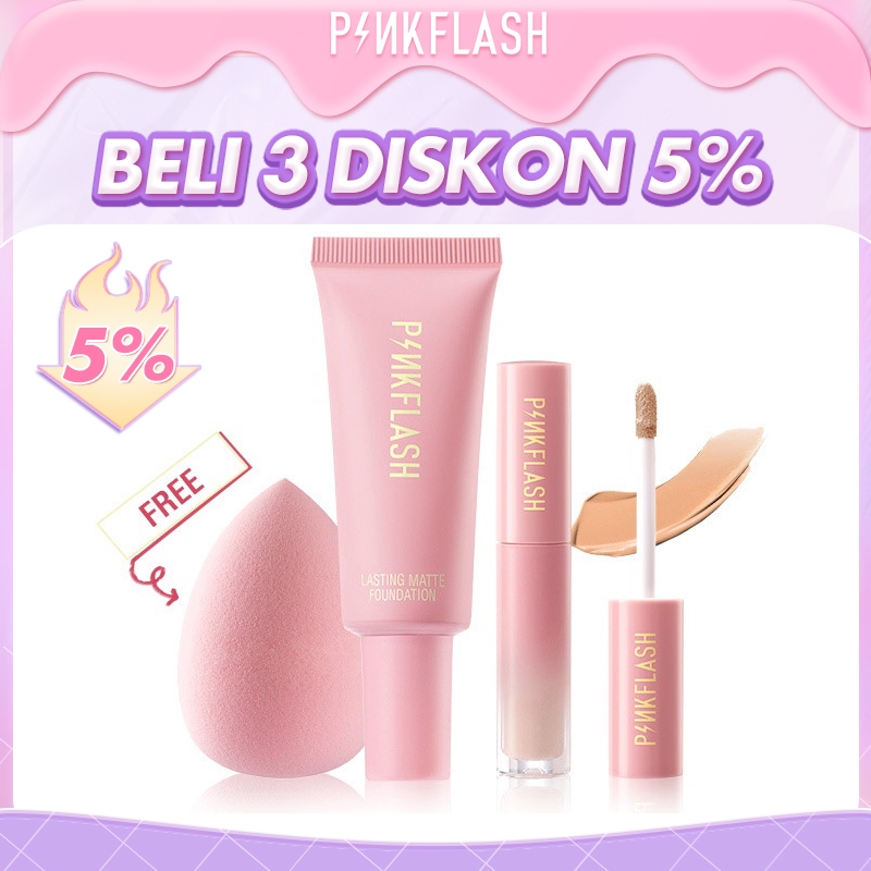 Jual PINKFLASH 3PCS/Set Face Makeup set Matte Oil control Foundation ...