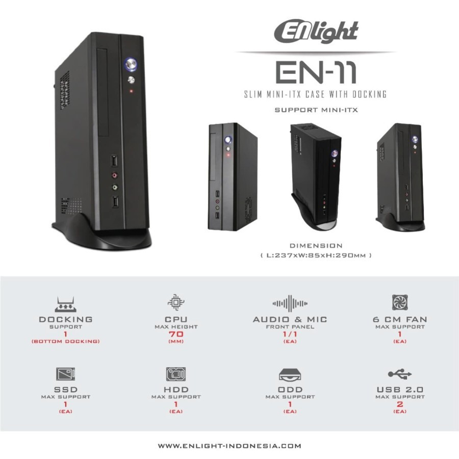 Jual Casing Enlight EN-11 Mini iTX - Casing iTX Enlight EN11 - Casing ...