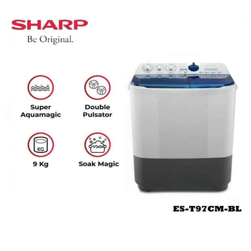 Jual MESIN CUCI SHARP EST 97 CM 9 KG 2 TABUNG SUPER AQUAMAGIC LOW WATT ...