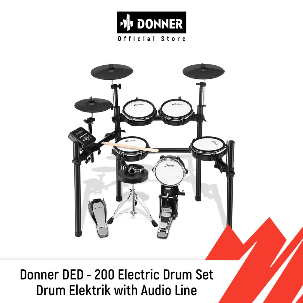 Jual Donner DED - 200 Electric Drum Set | Drum Elektrik with Audio Line ...