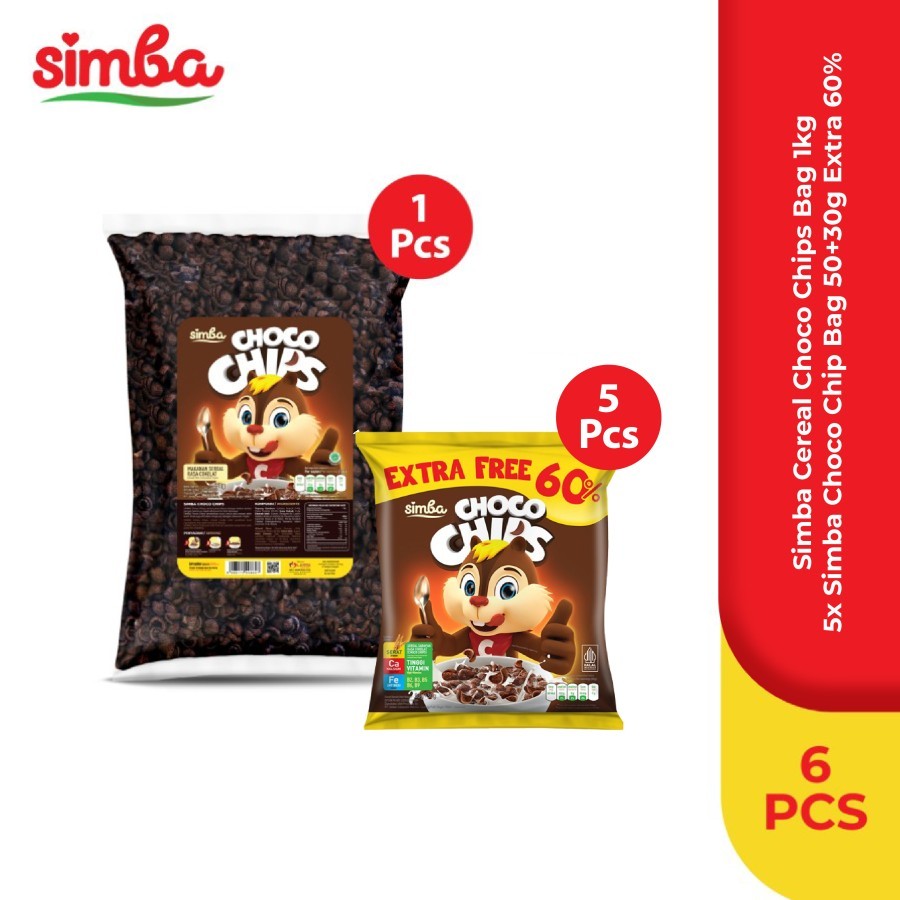 Jual Cereal SIMBA - 1 Choco Chips 950 gr + 5 Choco Chips Bag 50gr Free ...